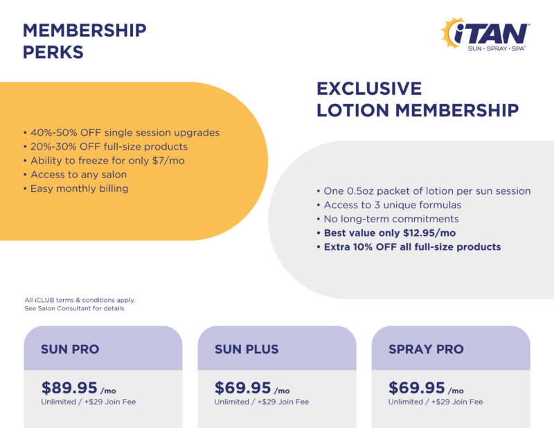 iCLUB: Our Monthly Tan & Spa Membership | iTAN